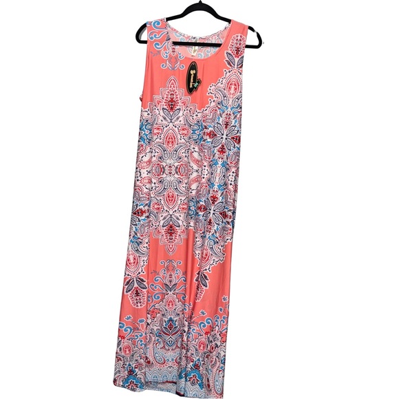 Shoreline | Dresses | Shoreline Coral Teal Maxi Sundress With Scoop ...
